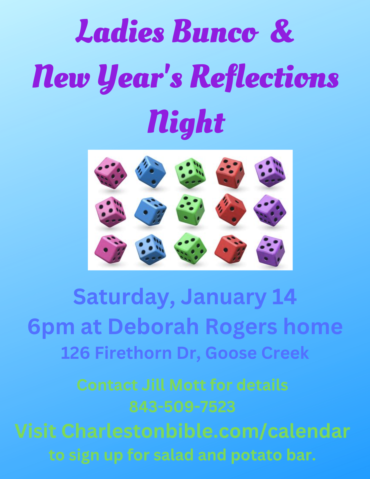 Ladies Bunco and New Years Reflections Party – Charleston Bible Church